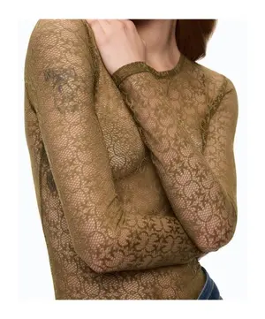 Pinko Monogram-lace Long-sleeve Top