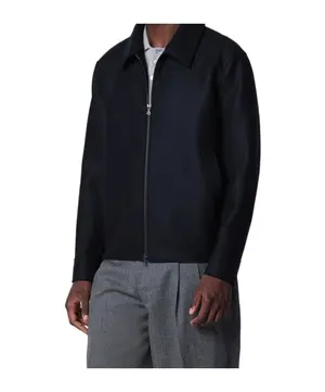 Harris Wharf London Wool Zip-up Jacket - Navy Blue