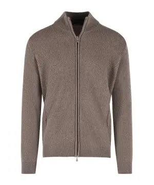 GRAN SASSO Long-sleeve Zip-up Cardigan - Brown