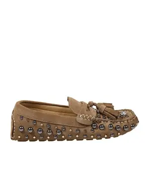 STRATEGIA R 51 Studded Tassel Flat Shoes - Camel