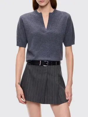 Pinko Short-sleeve V-neck Sweater - Dark Grey