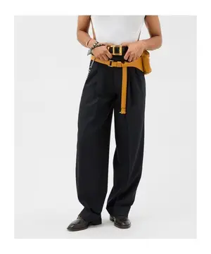 Versace Pinstripe Twill Oversized Pants - Navy