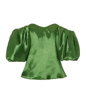 Caroline Constas Off-the-shoulder Satin Top - Green
