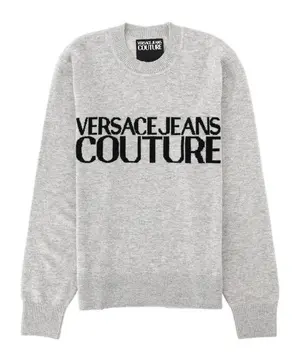 Versace Long-sleeved Sweater With Letter Logo - Grey