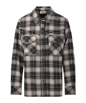 P.a.r.o.s.h Cowboy Studded Check Shirt - Green Fantasy