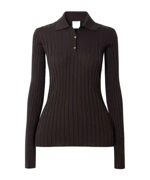 Calvin Klein Amber Ribbed Wool Polo Sweater