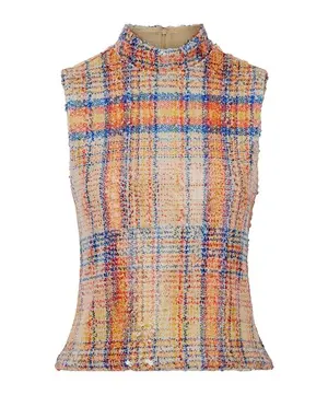 Brandon Maxwell Sequined Mesh Turtleneck Top - Multicolor