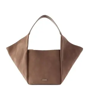 AQUAZZURA Voltaire Leather-trimmed Suede Tote - Brown