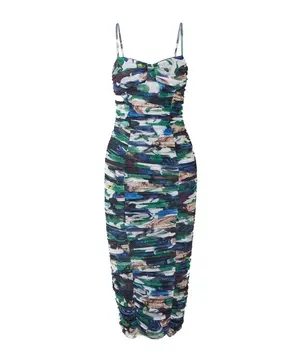 MARY KATRANTZOU Ruched Printed Stretch-tulle Midi Dress - Multicolor