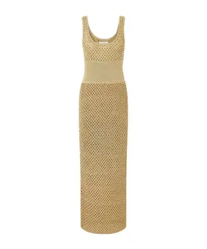 Galvan Crocheted Midi Dress - Nude