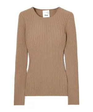 ALLUDE Ribbed Cashmere Sweater - Brown