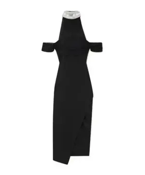 David Koma Embellished High Neck Cut-out Dress