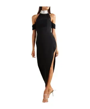 David Koma Embellished High Neck Cut-out Dress