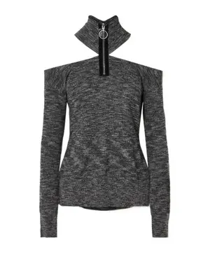 CHRISTOPHER KANE Cold-shoulder Wool Sweater - Black