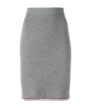 Thom Browne Ribbed Pencil Skirt With Striped Trim