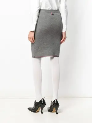 Thom Browne Ribbed Pencil Skirt With Striped Trim