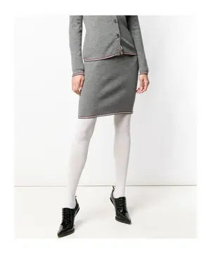 Thom Browne Ribbed Pencil Skirt With Striped Trim