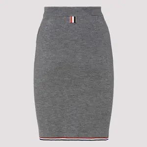Thom Browne Ribbed Pencil Skirt With Striped Trim