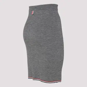 Thom Browne Ribbed Pencil Skirt With Striped Trim