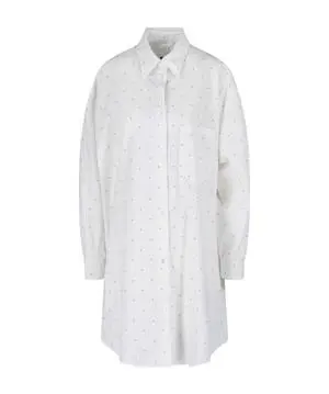MAISON MARGIELA Polka-dot Cotton Shirt Dress - White