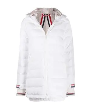 Thom Browne Zip-up Hooded Overcoat - White