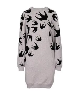 Alexander McQueen Round-necked Printed Dress - Gray