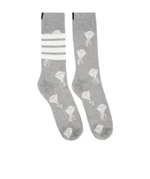 Thom Browne 4-bar Stripe Kite Icon Jacquard Tube Socks - Gray