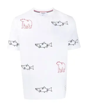 Thom Browne Embroidered Bear Fish T-shirt - White