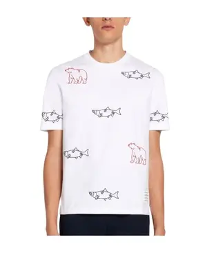 Thom Browne Embroidered Bear Fish T-shirt