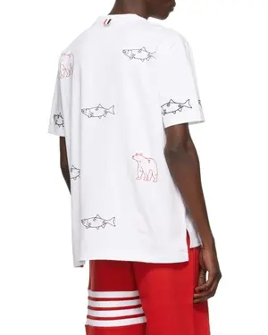 Thom Browne Embroidered Bear Fish T-shirt