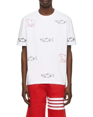 Thom Browne Embroidered Bear Fish T-shirt