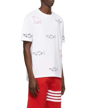 Thom Browne Embroidered Bear Fish T-shirt