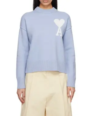 AMI Paris Logo Intarsia Crewneck Jumper