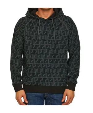 Fendi Ff Logo Hooded Sweater - Black