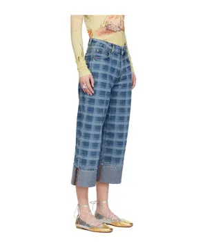 MOLLY GODDARD Leo Cropped Checked High-rise Straight-leg Jeans