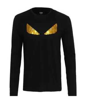 Fendi Crystal Decorated Long-sleeved T-shirt - Black