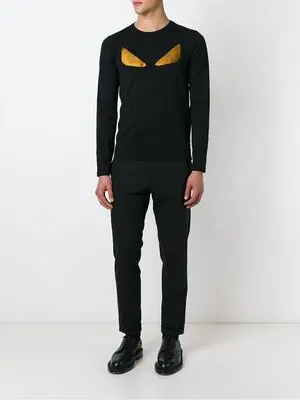 Fendi Crystal Decorated Long-sleeved T-shirt