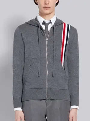 Thom Browne Intarsia-knit Stripe Panel Hoodie