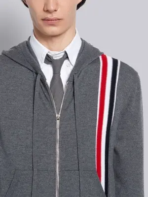 Thom Browne Intarsia-knit Stripe Panel Hoodie
