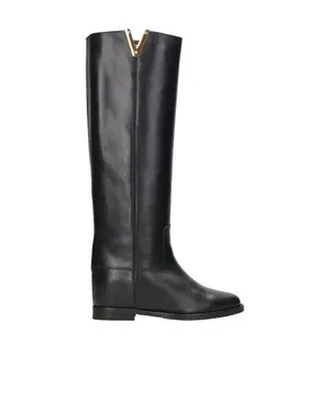 VIA ROMA 15 Round-toe Flat Tall Boots - Black
