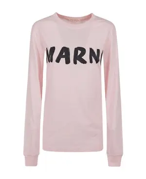 Marni Logo-print Long-sleeve T-shirt - Pink