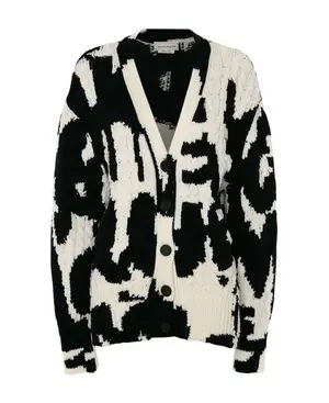 Alexander McQueen Graffiti-logo Cardigen-coat - Black