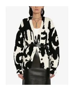 Alexander McQueen Graffiti-logo Cardigen-coat