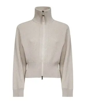 Brunello Cucinelli Zip-up Knitted Cardigan - Nude
