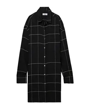 LEMLEM Plaid Cotton Blend Shirt - Black
