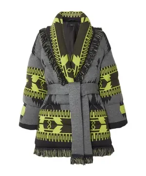 Alanui Jacquard Wool Down Coat - Black