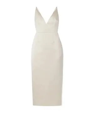 EMILIA WICKSTEAD V-neck Open Back Satin Dress - No