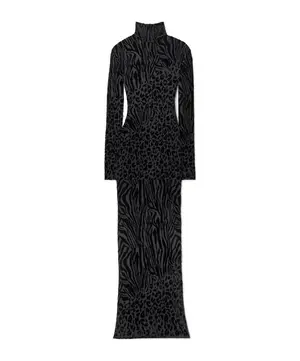 Alex Perry Devoré-velvet Turtleneck Gown - Black