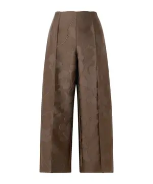 EMILIA WICKSTEAD Jacquard High Waist Wide-leg Cropped Trousers - Brown