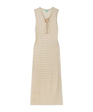 Melissa Odabash Gold Crochet Knit Maxi Dress